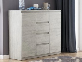 Široká komoda se 4 zásuvkami Carlos, šedý beton, 120 cm