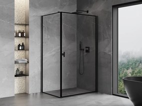 Mexen Mist-B, 1-křídlý ​​výklopný sprchový kout, pravý, 80 x 85 cm, čiré sklo-černý rám, 8A2T-080-085-70-70-P
