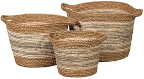 OnaDnes -20% Hoorns Set tří dekorativních košíků z přírodních vláken Ula 35/30/25 cm