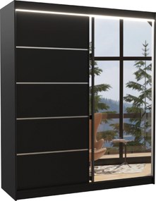 ADRK Furniture Posuvná skříň se zrcadlem a LED osvětlením CARO 180 SW-CAR-B-180+L-V323