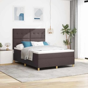 Postel s boxspringem s čelo Tmavě hnědá 140 x 190 cm textil 3339619