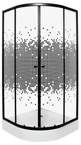 Aplomo Pixel Black čtvrtkruhový sprchový kout s vaničkou Rozměr koutu: 80x80cm