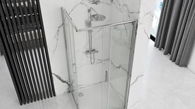 Rea Punto, sprchový kout s posuvnými dveřmi 100x80cm + černá sprchová vanička Savoy, chromový profil, KPL-K1010
