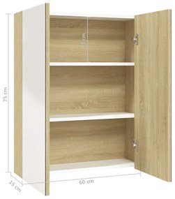 vidaXL Marketos Koupelnová skříňka se zrcadlem 60x15x75 cm MDF bílá a dub