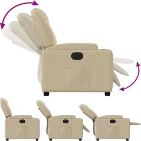 Elektrické polohovací křeslo krémové textil 3204353