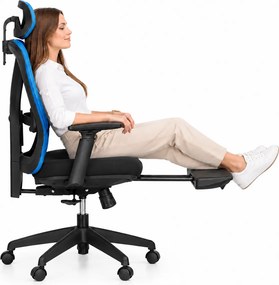 Kancelářská židle LEGS s výsuvnou opěrkou nohou, modrá