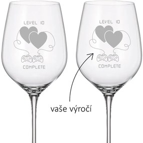 Dekorant Sklenice na bílé víno k výročí LEVEL COMPLETE 480 ml 2KS