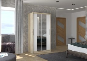 Šatní skříň s posuvnými dveřmi Iness - 100 cm Barva: Sonoma/Bílá