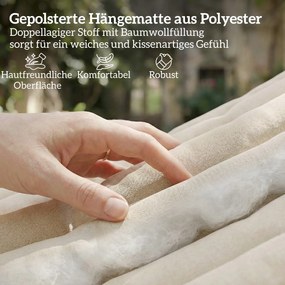 Houpací síť Outdoor 200x140 cm, dvouvrstvá houpací síť s kapsou na zásobník na hlavu, dřevěné tyče do 200 kg