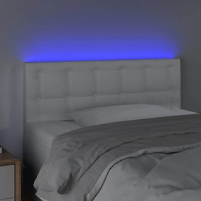 Čelo postele s LED bílé 80 x 5 x 78/88 cm umělá kůže 3121685
