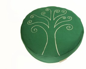 S radostí - vlastní výroba Meditační polštář strom života - zelený Velikost: ∅30 x v18 cm