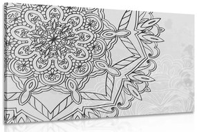 Obraz Mandala v zimním motivu v černobílém provedení - 60x40 cm