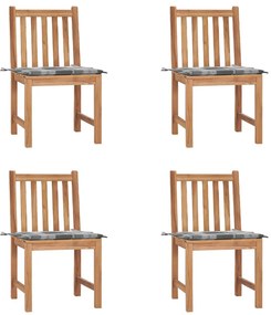 Zahradní židle 4 ks s poduškami masivní teak 3073102