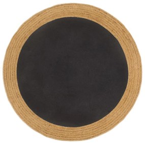 vidaXL Kusový koberec pletený černý a přírodní 120 cm juta a bavlna