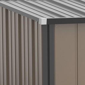 Zahradní kůlna Outsunny 1,34 m² s pultovou střechou, uzamykatelný nástrojový kabinet, vyrobený z pozinkované oceli, 161,5 x 94,5 x 196 cm, hnědý