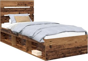 Rám postele s čelo Staré dřevo 75 x 190 cm Masivní borové dřevo 3411806