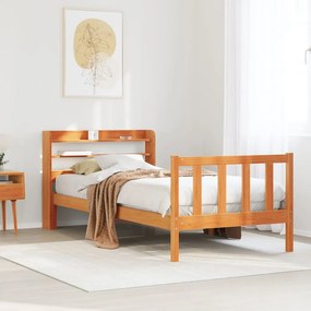 Rám postele s čelem voskově hnědý 100 x 200 cm masivní borovice 3306596