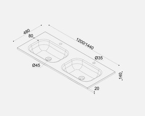 design umyvadlo COLOSUM G04 120-144cm Velikost: 100