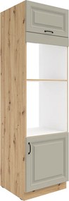 STILO ac | vysoká skříňka 60 DPM-210 2F na vestavnou troubu a mikrovlnku | 60 cm | UNI dvířka | artisan/světle šedá