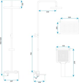 Rea Arlo, sprchový set s vanovou výlevkou, černá matná, REA-P7440