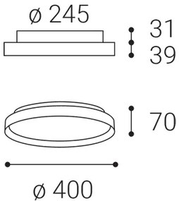 LED2 1274857DT Moon, stropní svítidlo, 36W LED 3000/4000K stmívatelné TRIAC, zlatá, Ø40cm