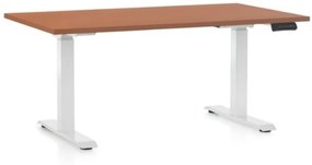 Výškově nastavitelný stůl OfficeTech D, 120 x 80 cm - bílá podnož Barva: Třešeň