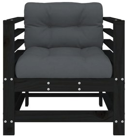 Zahradní židle s poduškami 2 ks černé masivní borové dřevo - Default Title
