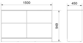 Komoda MINI | 150 cm | bílá | posuvná dvířka