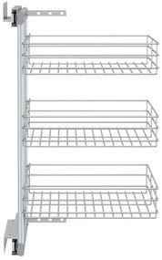vidaXL Marketos 3patrový výsuvný kuchyňský drátěný koš stříbrný 47 x 35 x 56 cm