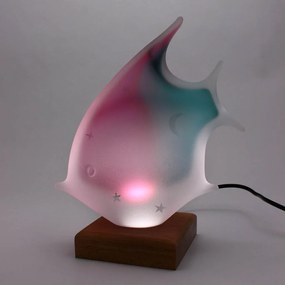 Skleněná lampa - ryba LF, FLOWER - růžová a tyrkysová, 22 cm | České sklo od Artcristal Bohemia