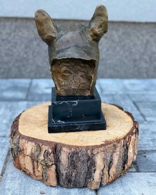 Bronzová socha - Francouzský buldok - busta