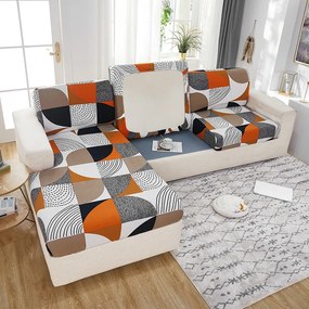 Elastický potah se vzorem na velký sedadlový polštář a opěradlové polštáře pohovek či křesel Barva: B, Rozměry: opěradlový polštář