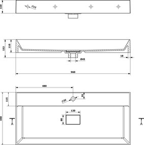 Sapho Sapho, GODIVA umyvadlo, litý mramor, 96x44cm, bílá, GU096