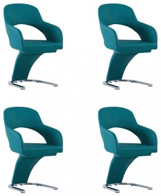 Jídelní židle 4 ks umělá kůže / chrom Dekorhome Modrá