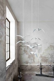 Designové závěsné svítidlo Brokis Night Birds PC962 Povrch Montury: Stříbrný elox, Barva skla: Šedá kouřová - masiv, Povrch baldachýnu: kov - černý matný komaxit