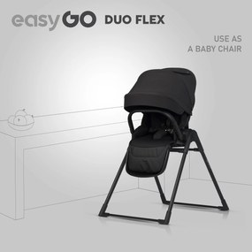 Sourozenecký kočárek EasyGo Duoflex Ebony Black, 2 sportovní části, 1 hluboká vanička
