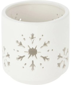 Cementový svícen Vločka II bílá, 7,8 x 8 cm