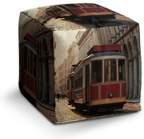 Sablio Taburet Cube Historická červená tramvaj: 40x40x40 cm