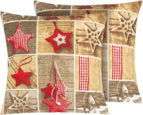 Bellatex Povláček bavlněný vánoce 2ks 40x40 cm Patchwork Hnědá,Červená