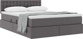 Postel s úložným prostorem a matrací s čelo Šedá 140 x 190 cm 3370395