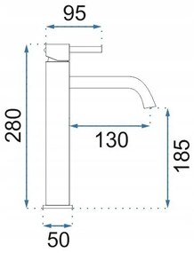 REA-B4526 - Umyvadlová baterie LUNGO 28 cm broušená zlatá