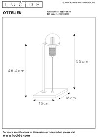 Lucide 30571/01/30 stolní lampa Ottelien, matně zlatá/černá, E27, 46,4cm