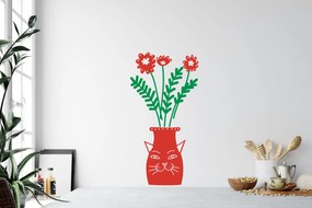 Lepy.cz Samolepka na zeď Květiny- váza Velikost (šířka x výška): 25x49cm, Barevná varianta: Světle zelená + světle červená