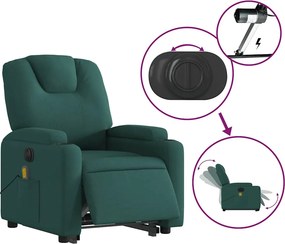 Elektrické zvedací masážní polohovací křeslo zelené textil 3204410