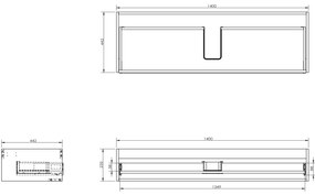 Mexen Orio, koupelnová skříňka pod umyvadlo 140 cm s horní částí, 1 zásuvka, bílá matná, 91A10-14023-1-BFC01
