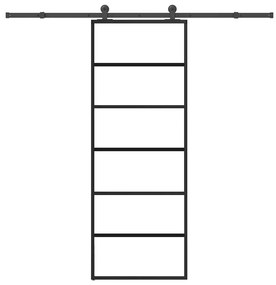 Posuvné dveře s kováním 76x205 cm ESG sklo a hliník 3332830