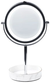 Kosmetické LED zrcadlo ø 26 cm stříbrné/bílé SAVOIE Beliani