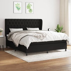 Box spring postel s matrací černá 160x200 cm textil,  3128215