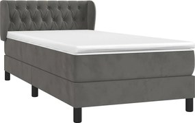 Box spring postel s matrací tmavě šedá 90x190 cm samet 3127644