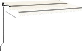 Ručně zatahovací markýza s LED světlem 450 x 300 cm krémová 3069122